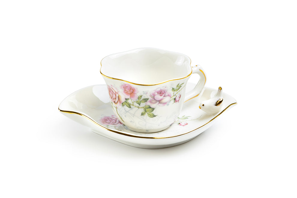 Grace Teaware Songbird Rose Fine Porcelain Tea Cup and Saucer – Gracie ...