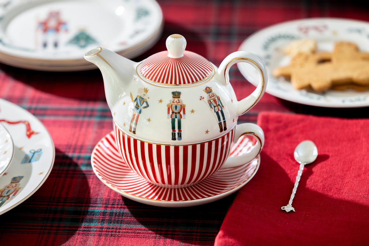 Grace Teaware Nutcracker Wonderland Red Stripes Fine Porcelain Tea For ...