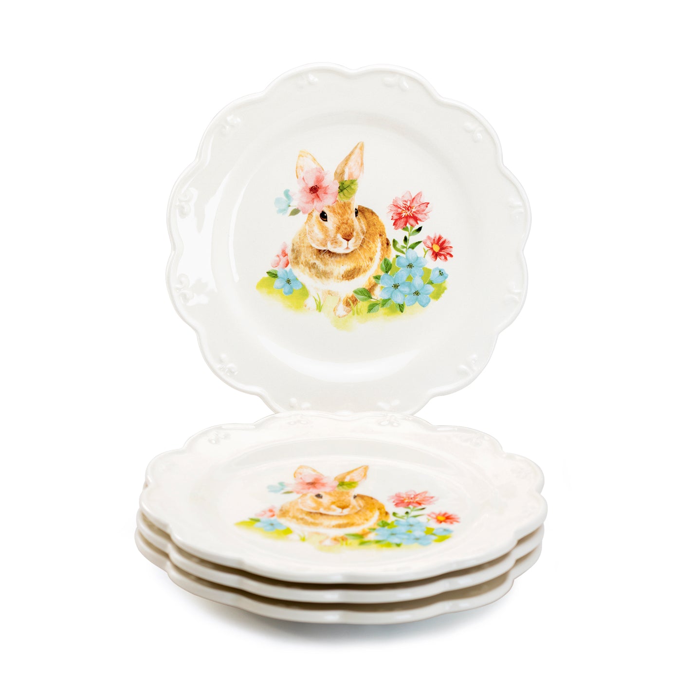 Grace Teaware Flower Bunny Scallop Dessert Dinner Plate Graciechinashop