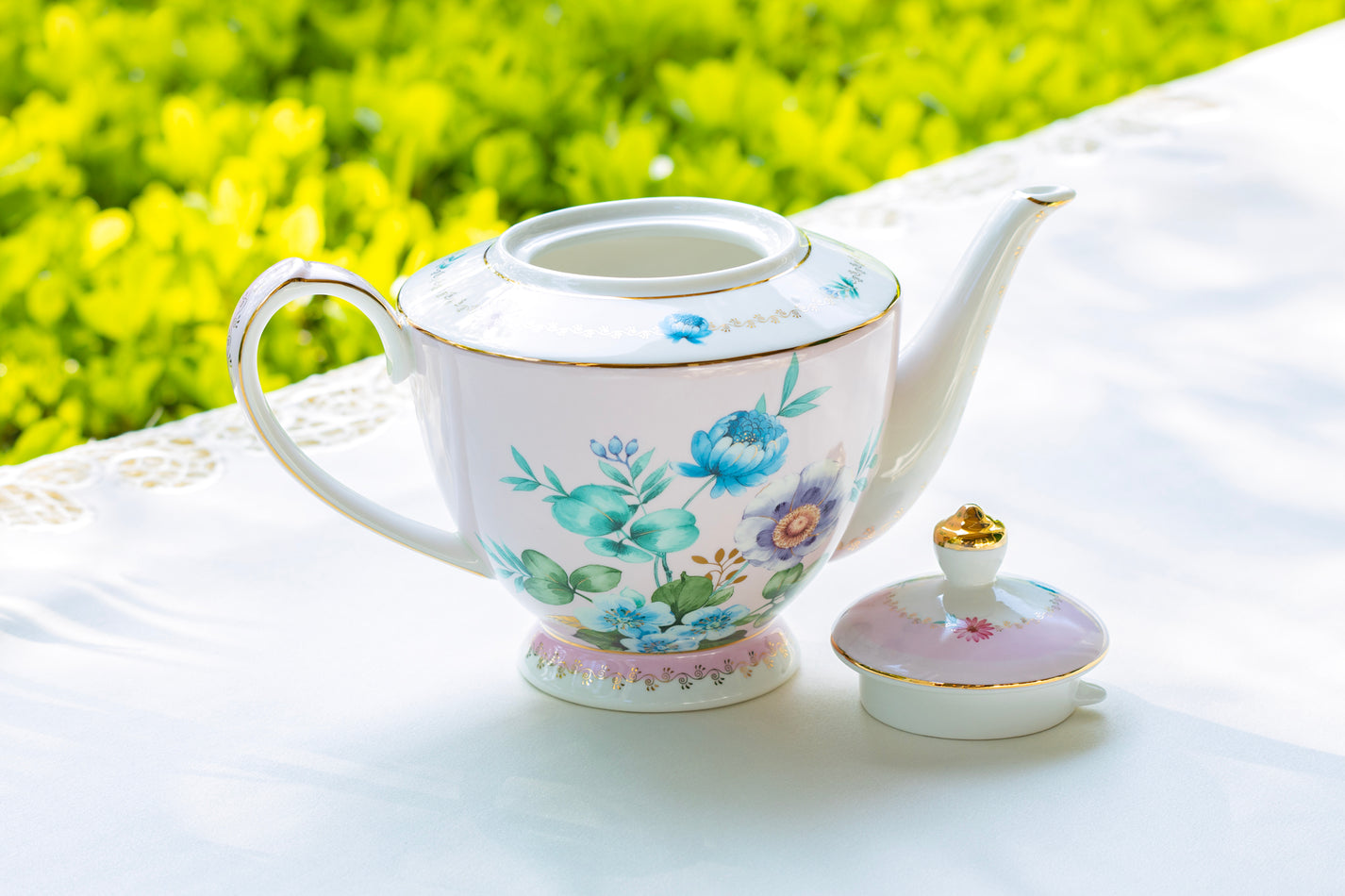 Grace Teaware Pink Flower Garden Fine Porcelain Teapot – GracieChinaShop