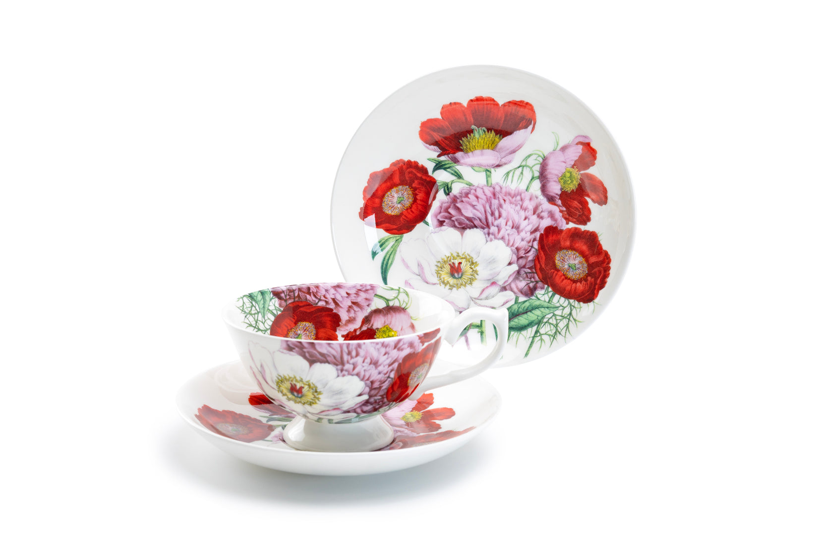 Stechcol Gracie Bone China Red Poppy Bone China Tea Cup and Saucer ...