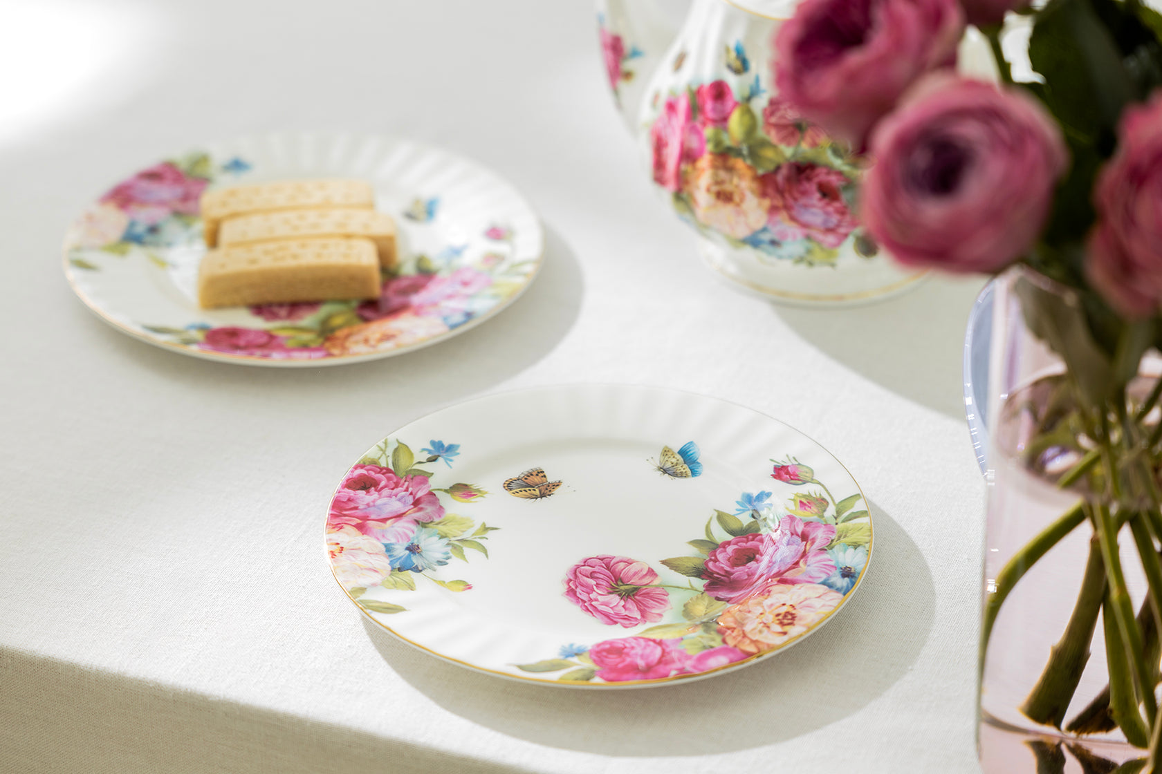 Stechcol Gracie Bone China 7.75" Sandra's Rose with Butterflies Bone ...