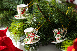Grace Teaware Holly Berries and Poinsettia Assorted Mini Teacups ...