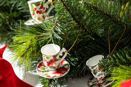 Grace Teaware Holly Berries and Poinsettia Assorted Mini Teacups ...