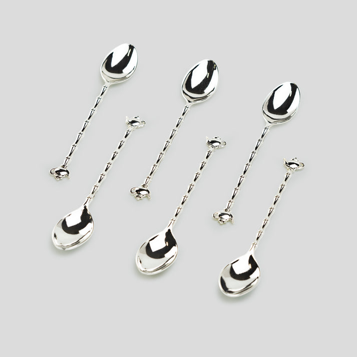 Grace Teaware Silver Plated Demi Spoon with Mini Teapot Handle Set of 6 ...