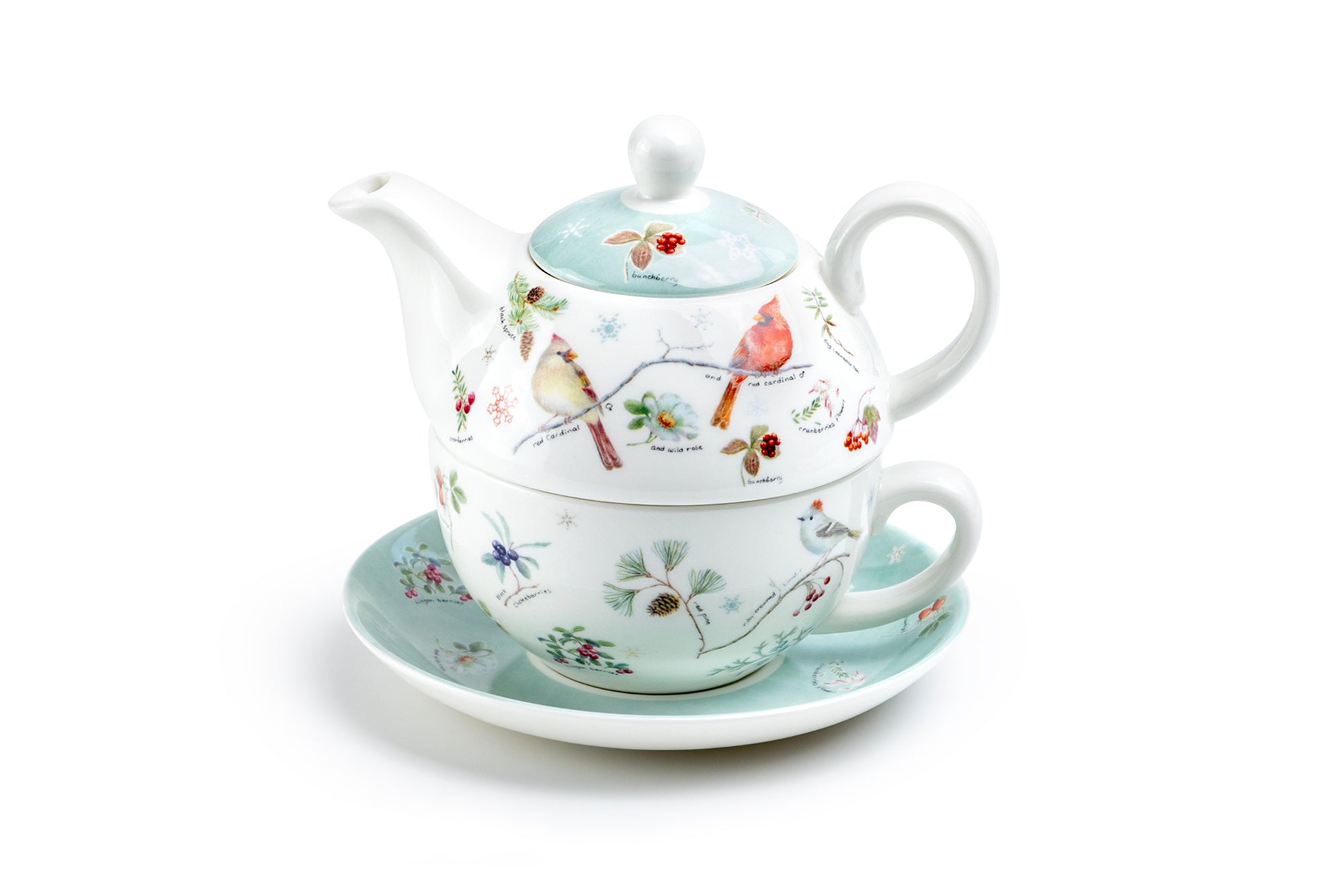 Grace Teaware Winter Cardinals Fine Porcelain Tea For One Set – Gracie ...