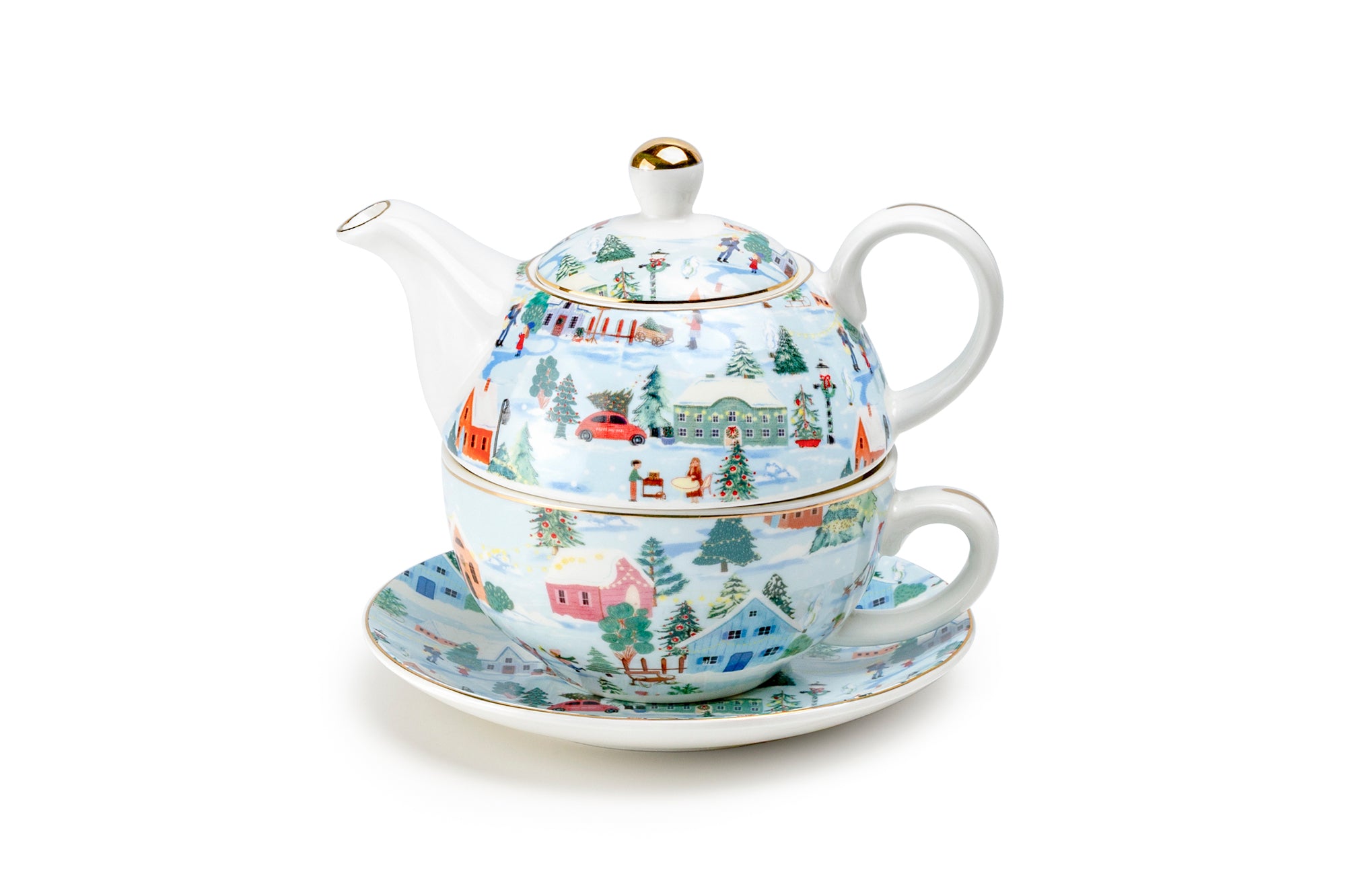 Grace Teaware Christmas Village Fine Porcelain Tea For One Set – Gracie ...