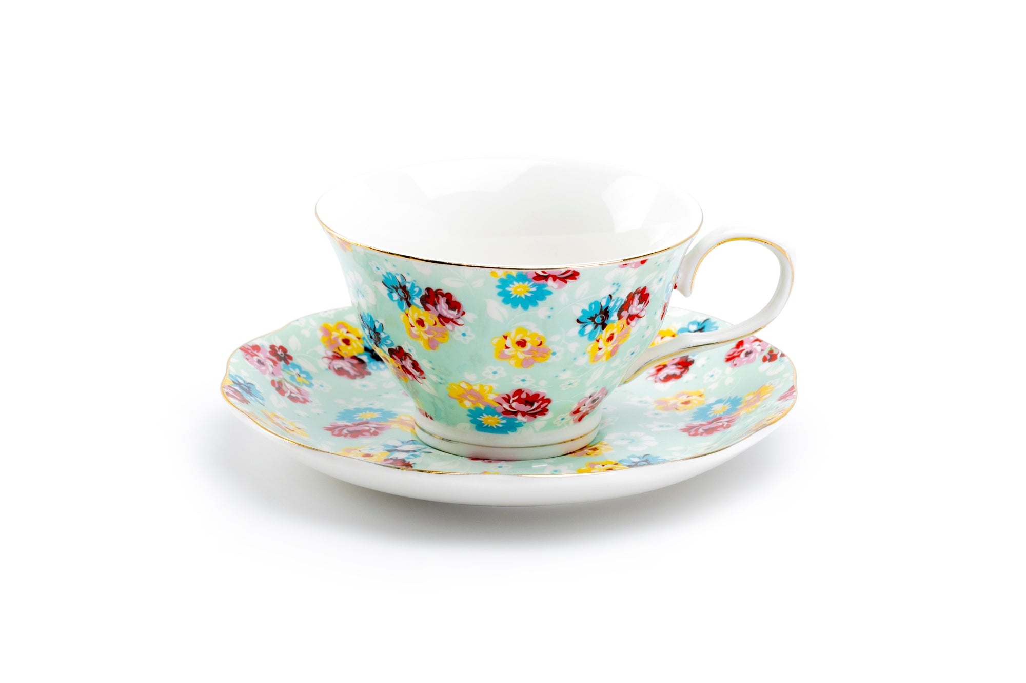 Grace Teaware Blue Shabby Rose Fine Porcelain Tea Cup and Saucer ...