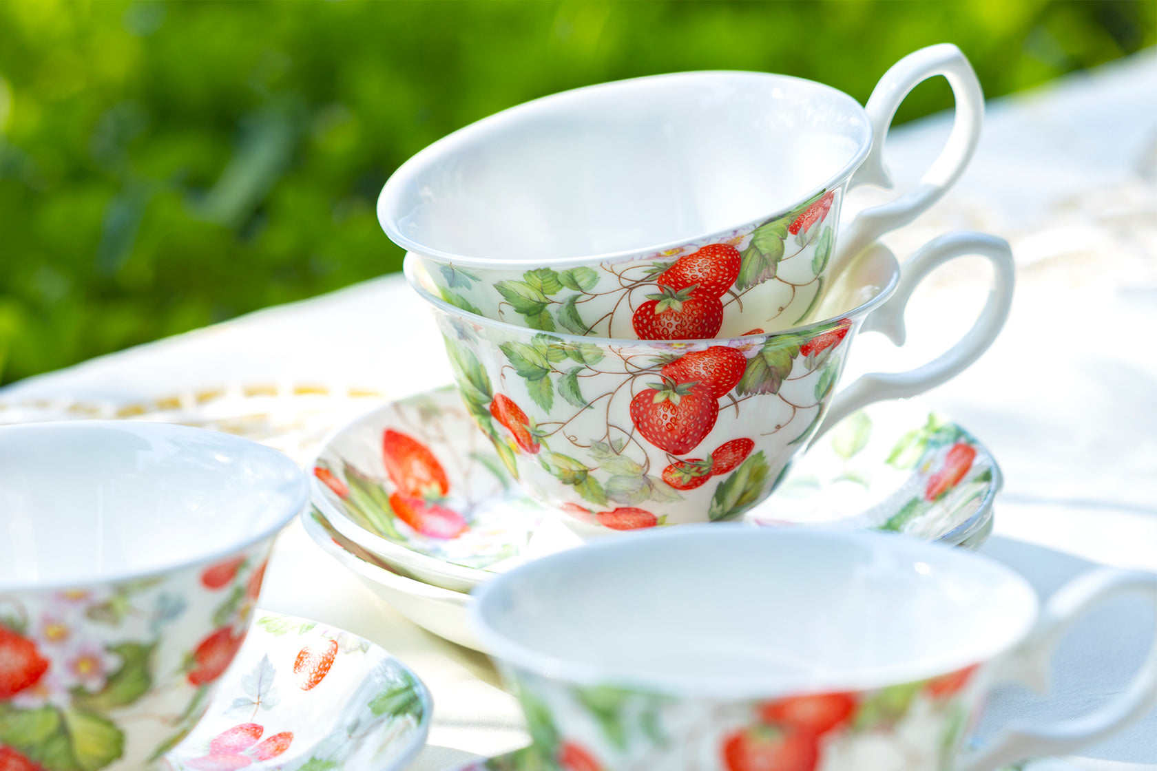 Stechcol Gracie Bone China Strawberry Bone China Tea Cup and Saucer ...